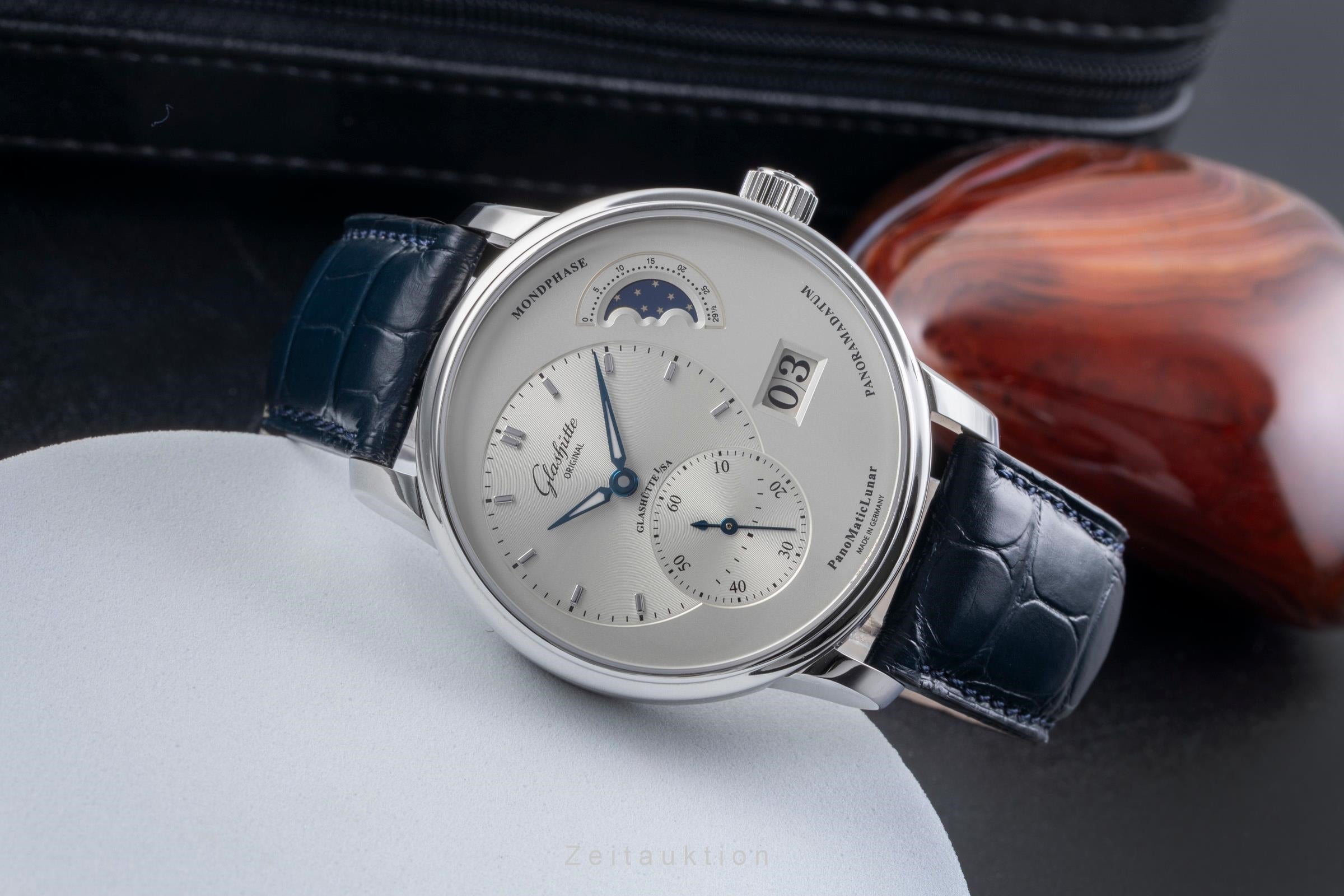 Glashütte PanoMaticLunar steel automatic Kal. GO 90 Ref. 1-90-02-42-32 ...